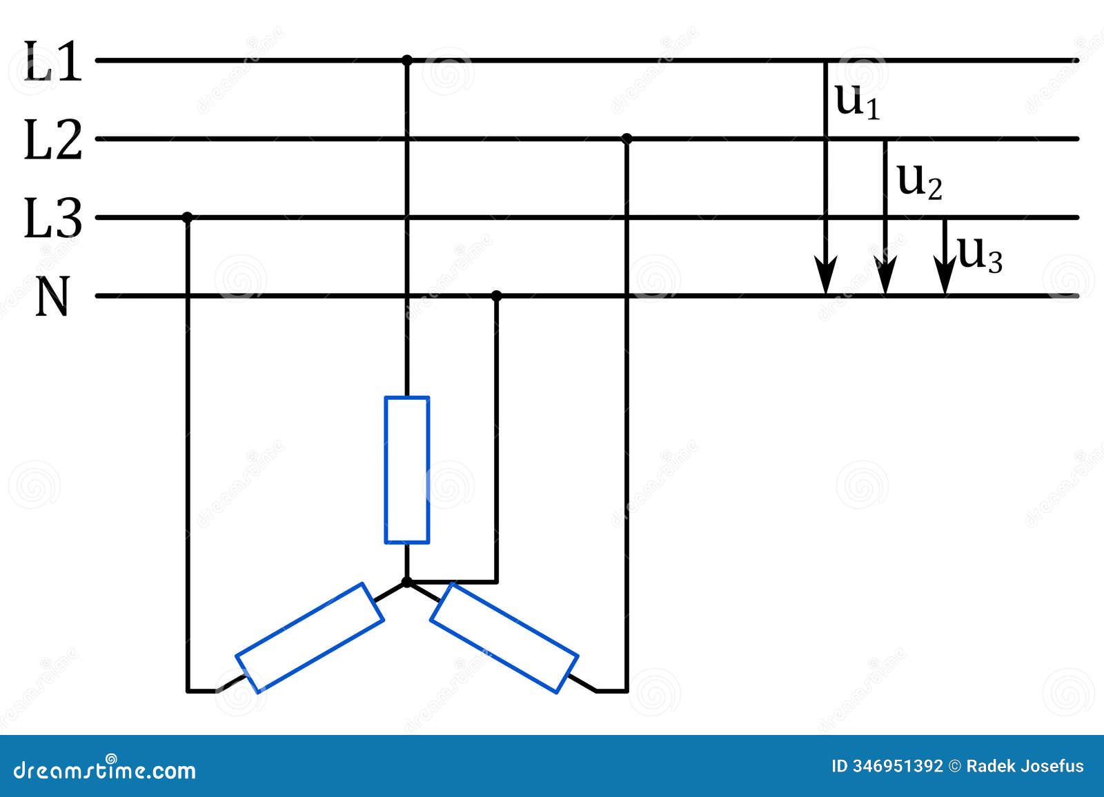 Electrical Circuit of Appliances Connected in a Star Stock Illustration ...