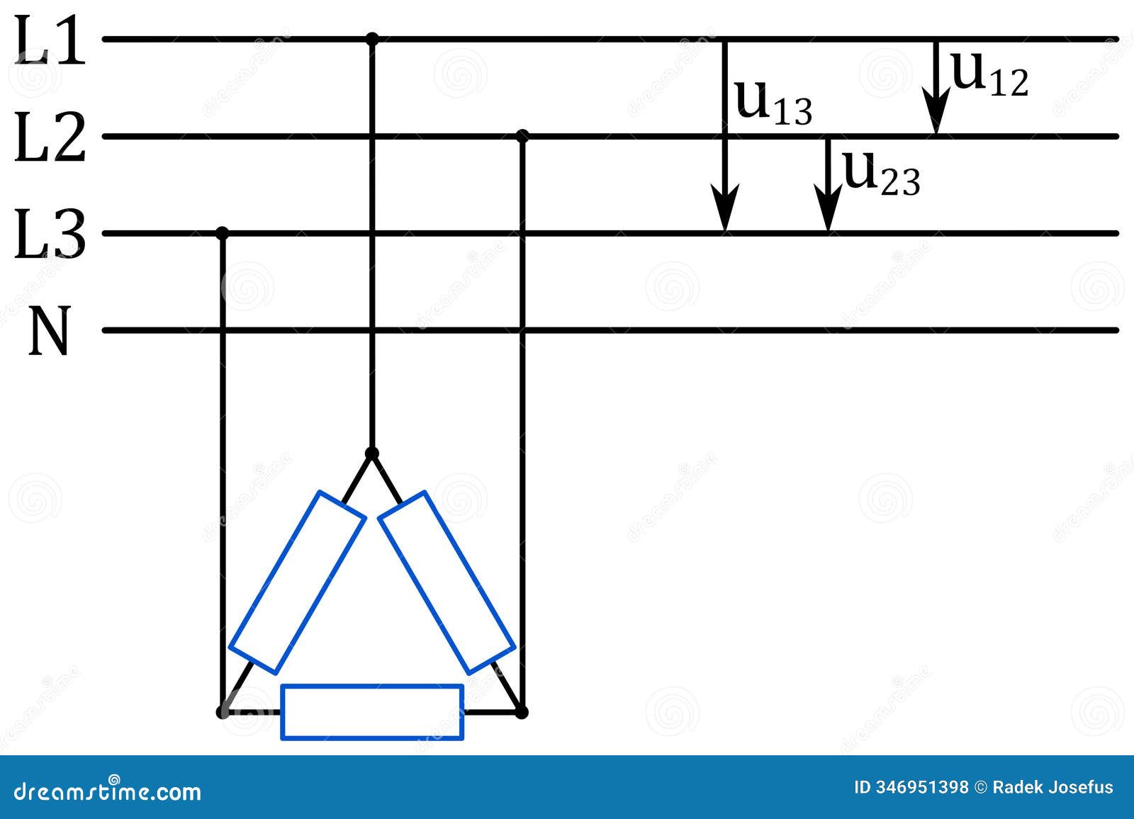 Electrical Circuit of Appliances Connected in a Triangle Stock ...