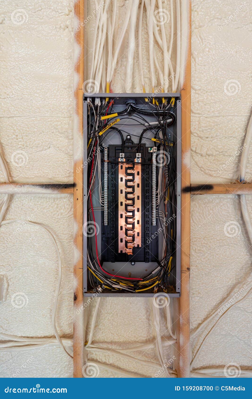 Electrical Circuit Breaker Panel in New Home Construction, with Spray ...
