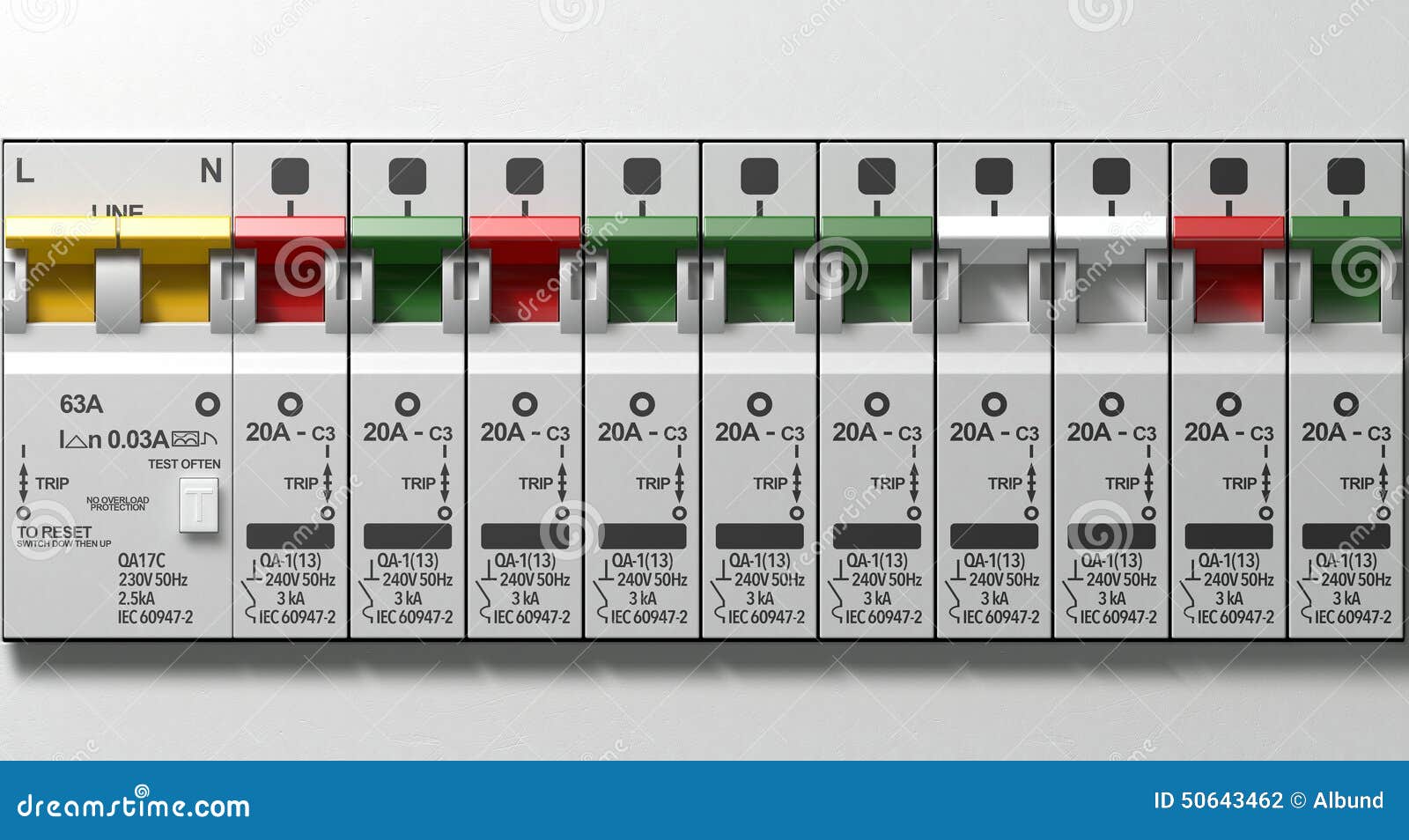 Electrical Circuit Breaker Panel Stock Photo - Image of busbar, control ...