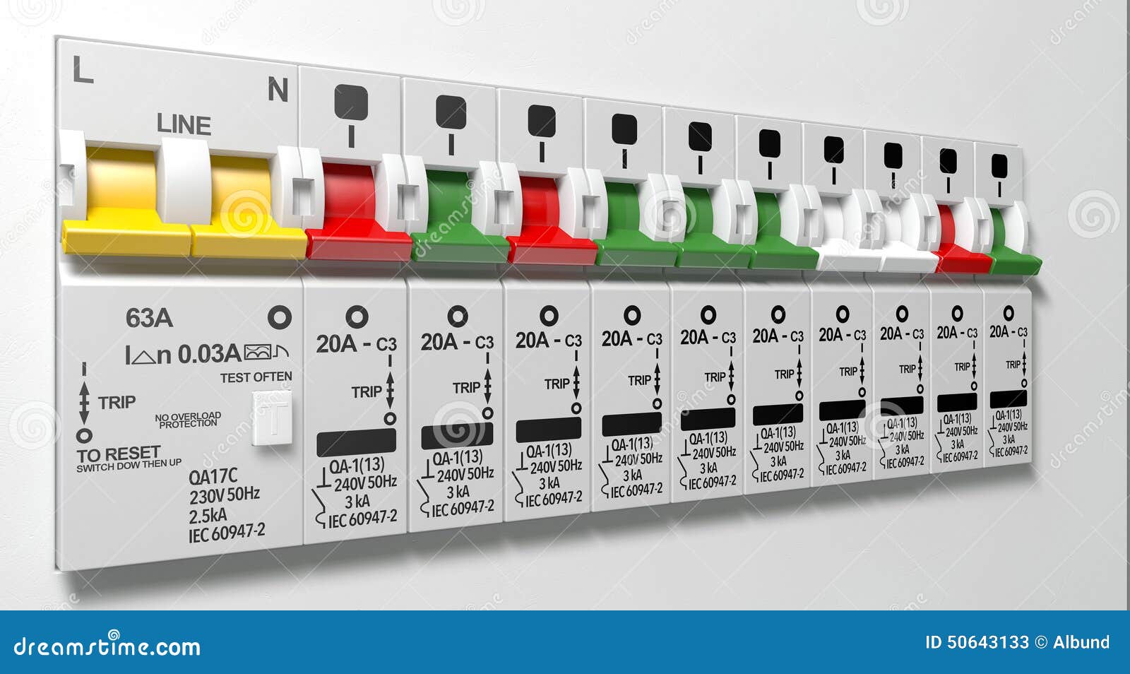 Electrical Circuit Breaker Panel Stock Image - Image of distribution ...