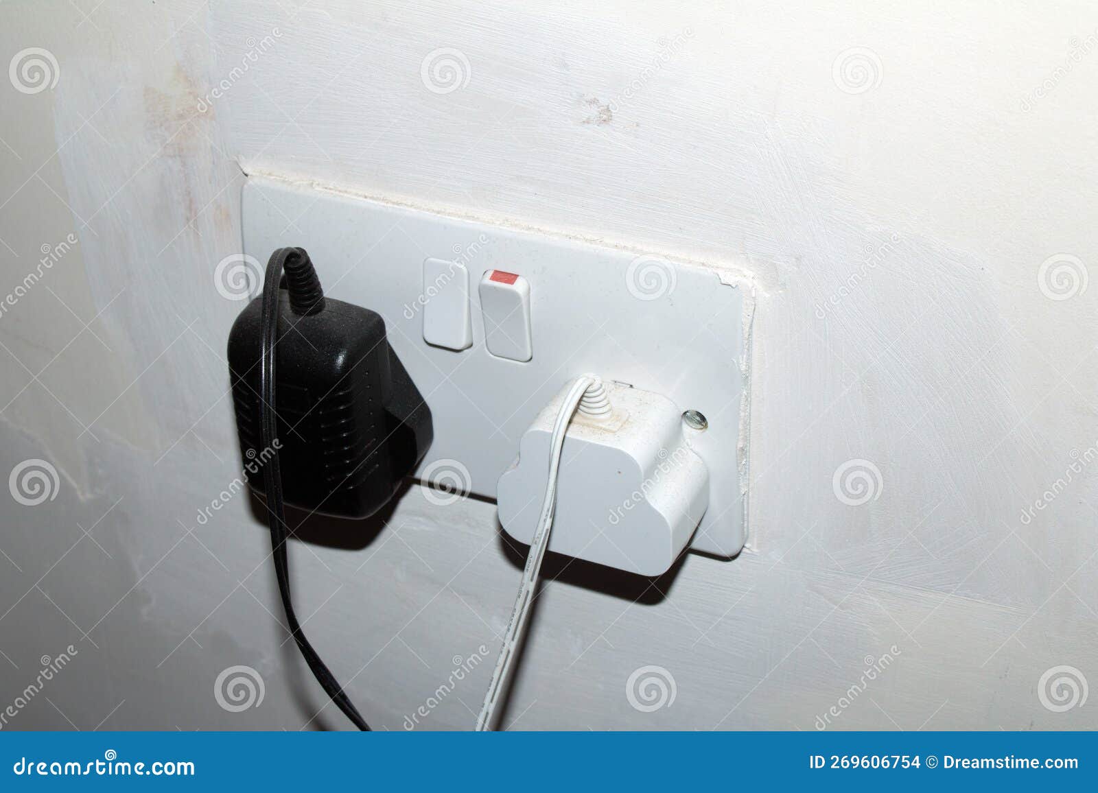 Electrical Circuit Breakers in a White Wall. Close-up Stock Photo ...