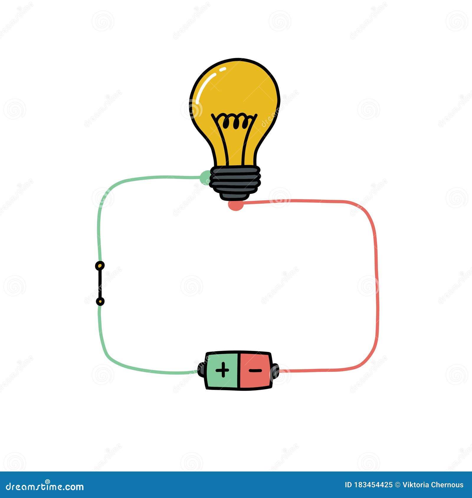 Electrical Circuit Lamp Doodle Icon, Vector Illustration Stock ...