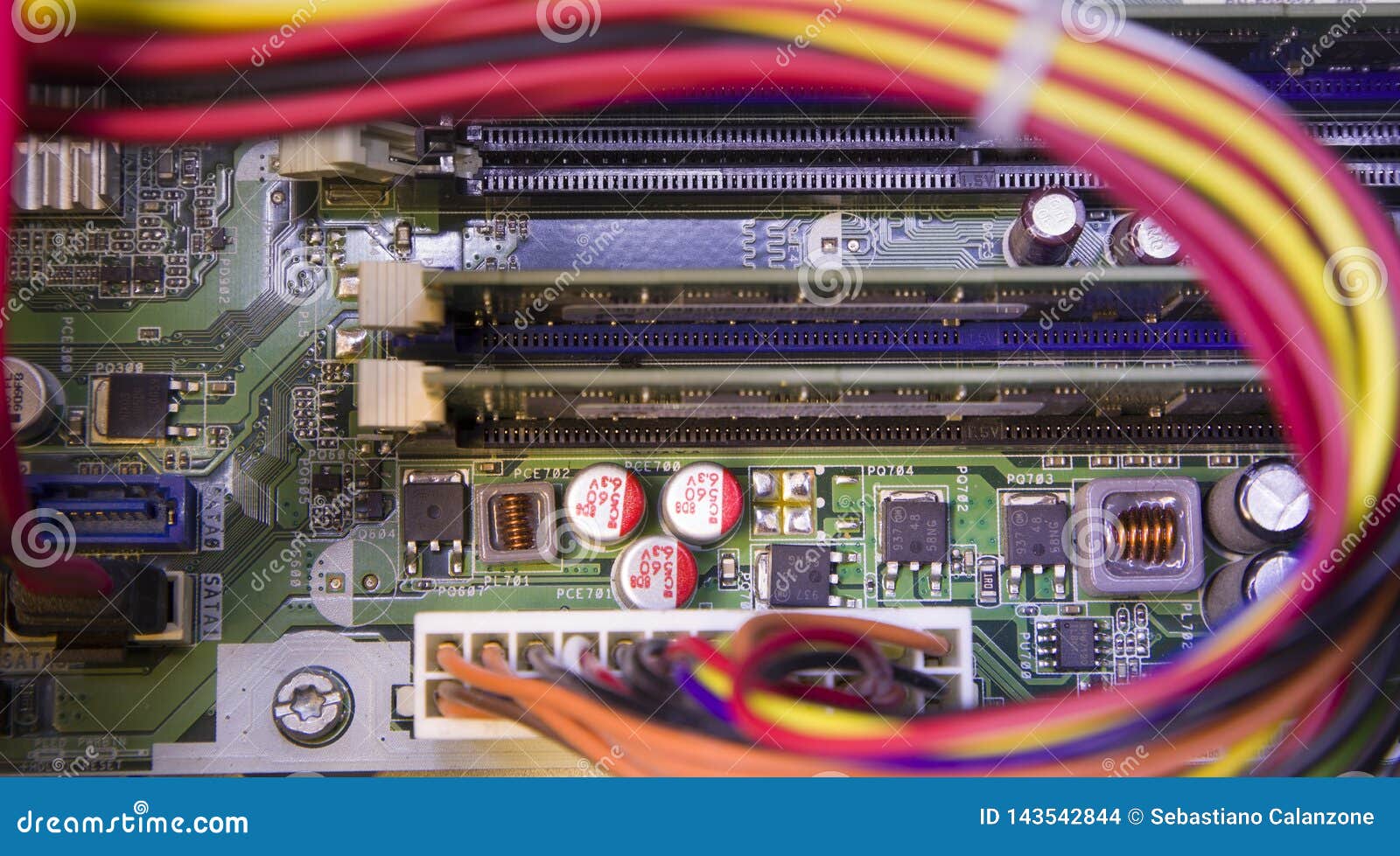 Electrical Circuit Microchip on Computer Motherboard Stock Photo ...