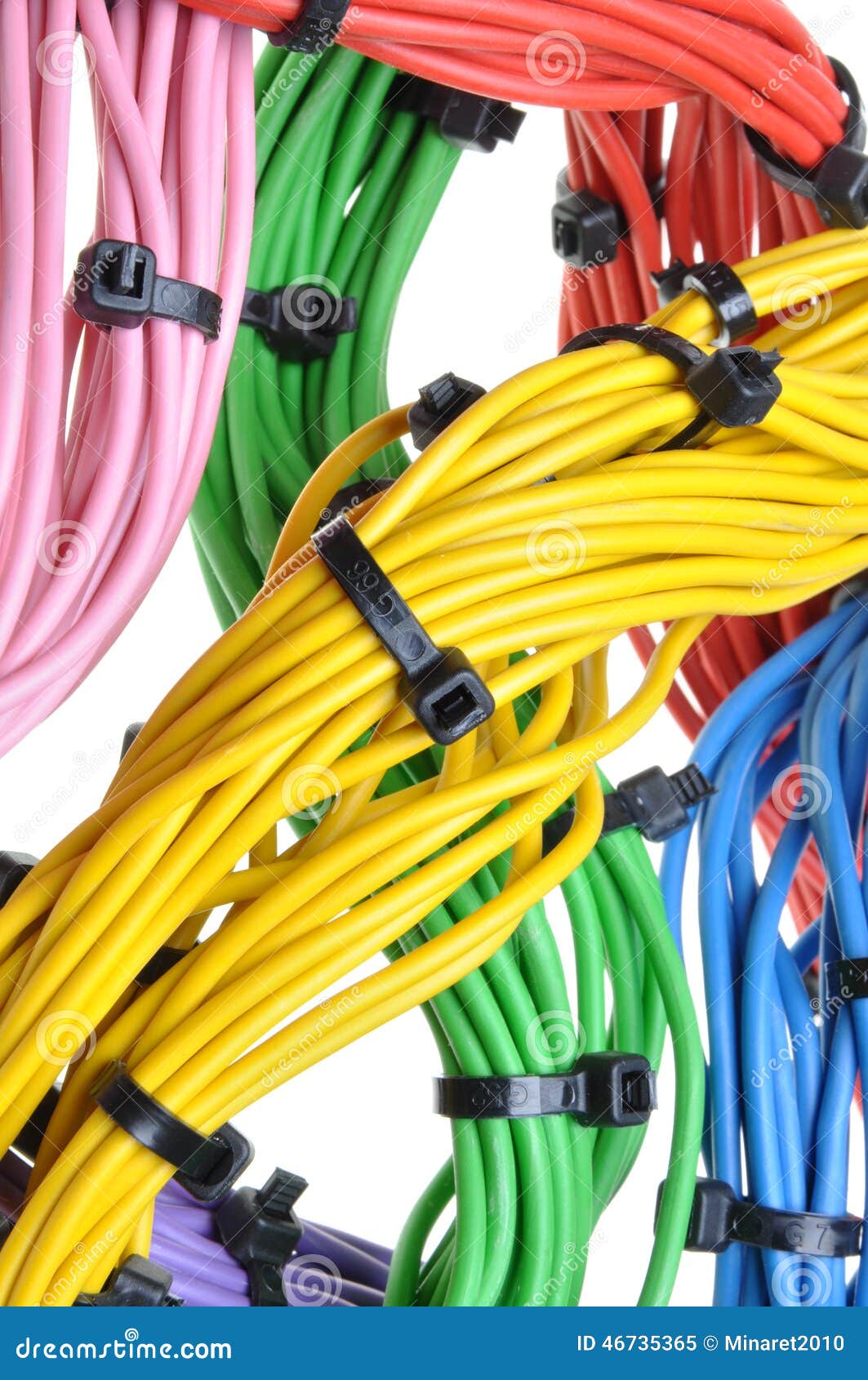 Electrical Colors Cables with Cable Ties Stock Image - Image of concept ...