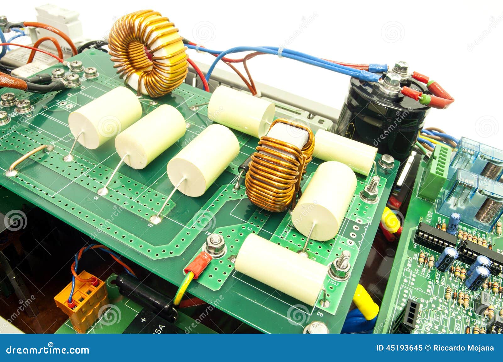 Electrical Components on a Control Board Stock Image - Image of ...