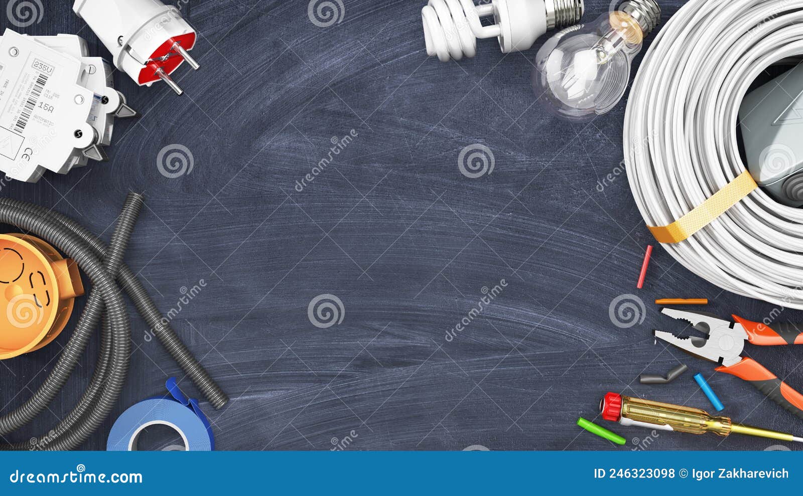 Electrical Components on a Dark Background. Stock Illustration ...