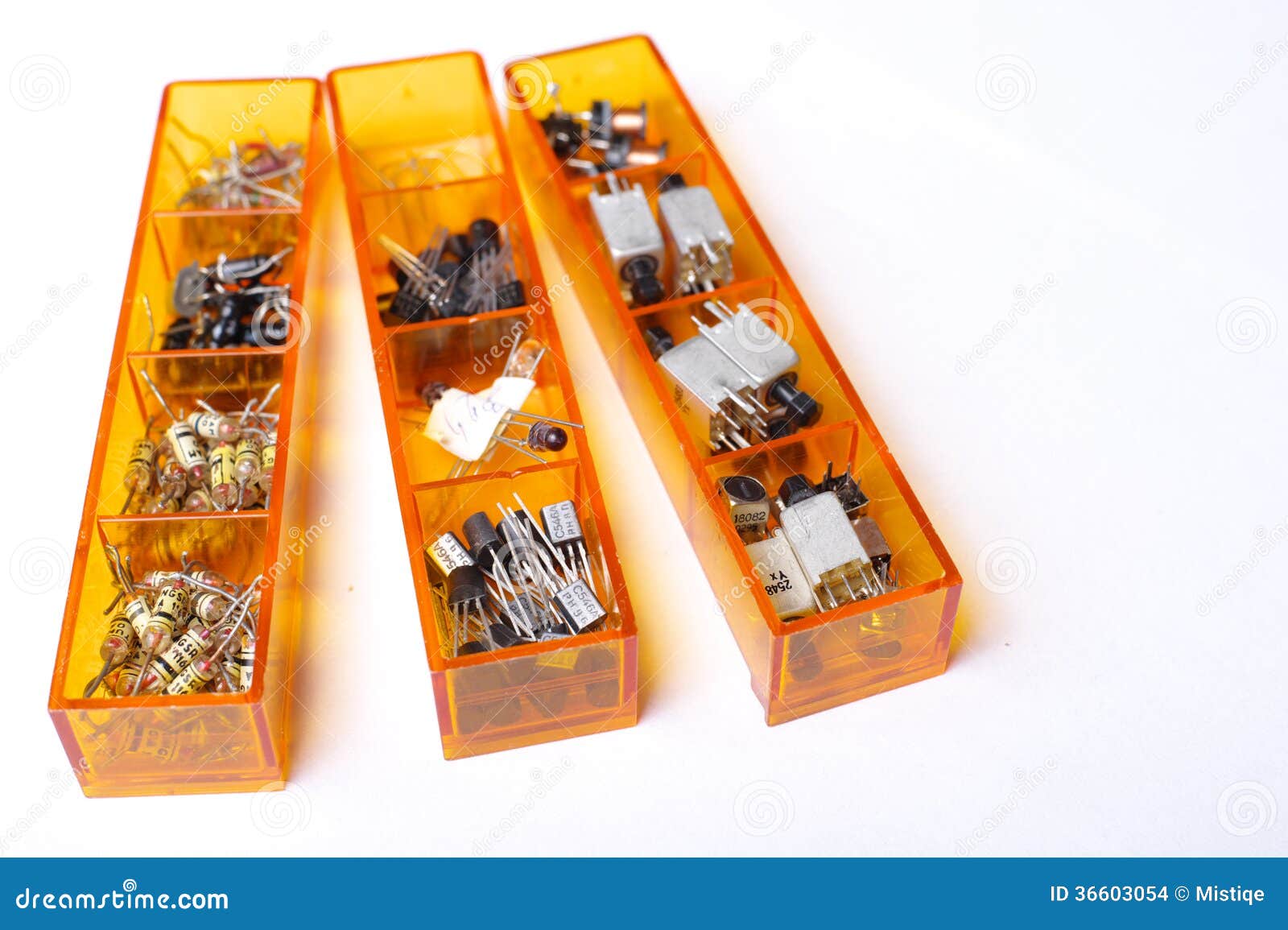 Electrical Components Drawers Stock Photo - Image of thyristor ...