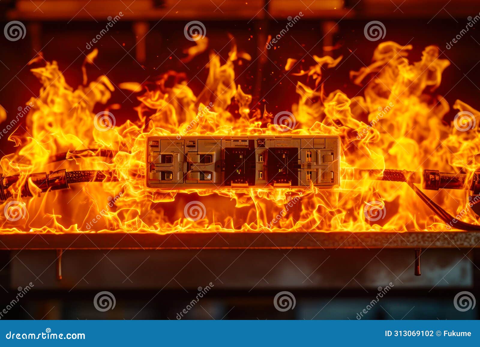Electrical Components Engulfed in Flames. Stock Photo - Image of ...