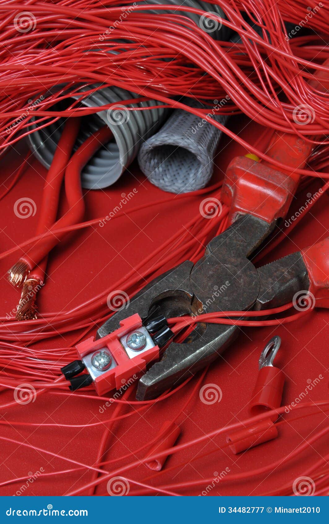Electrical Components and Tools Stock Image - Image of cable, macro ...