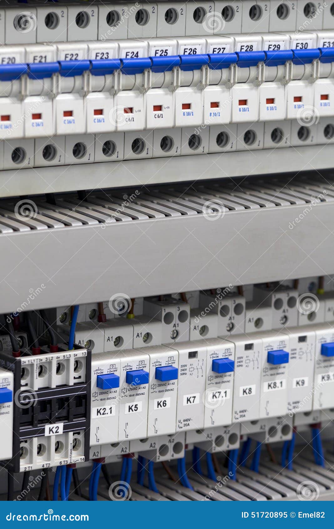 Electrical components stock image. Image of breakers - 51720895