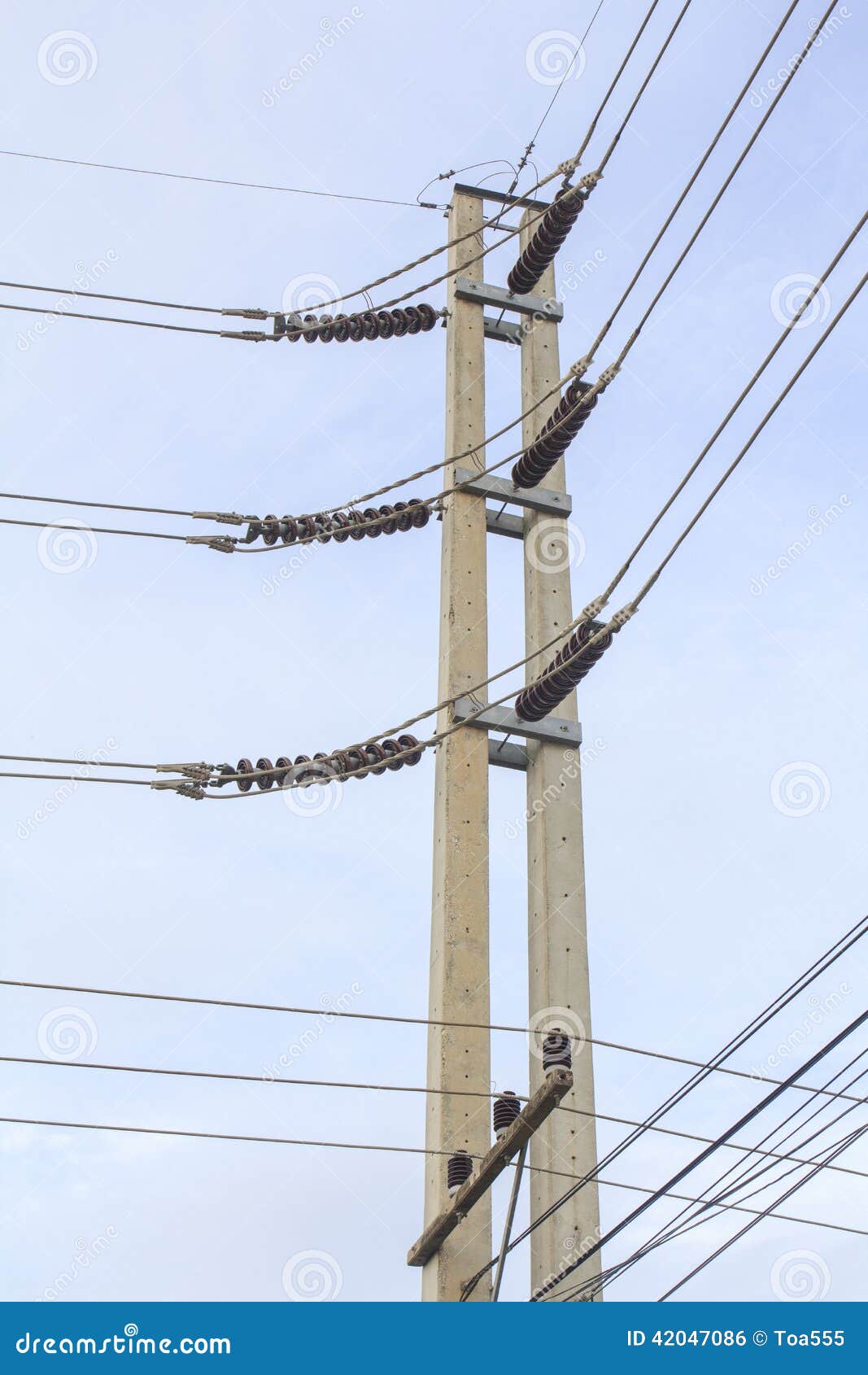 Electrical Concrete Pole at Corner Stock Photo - Image of post, turn ...