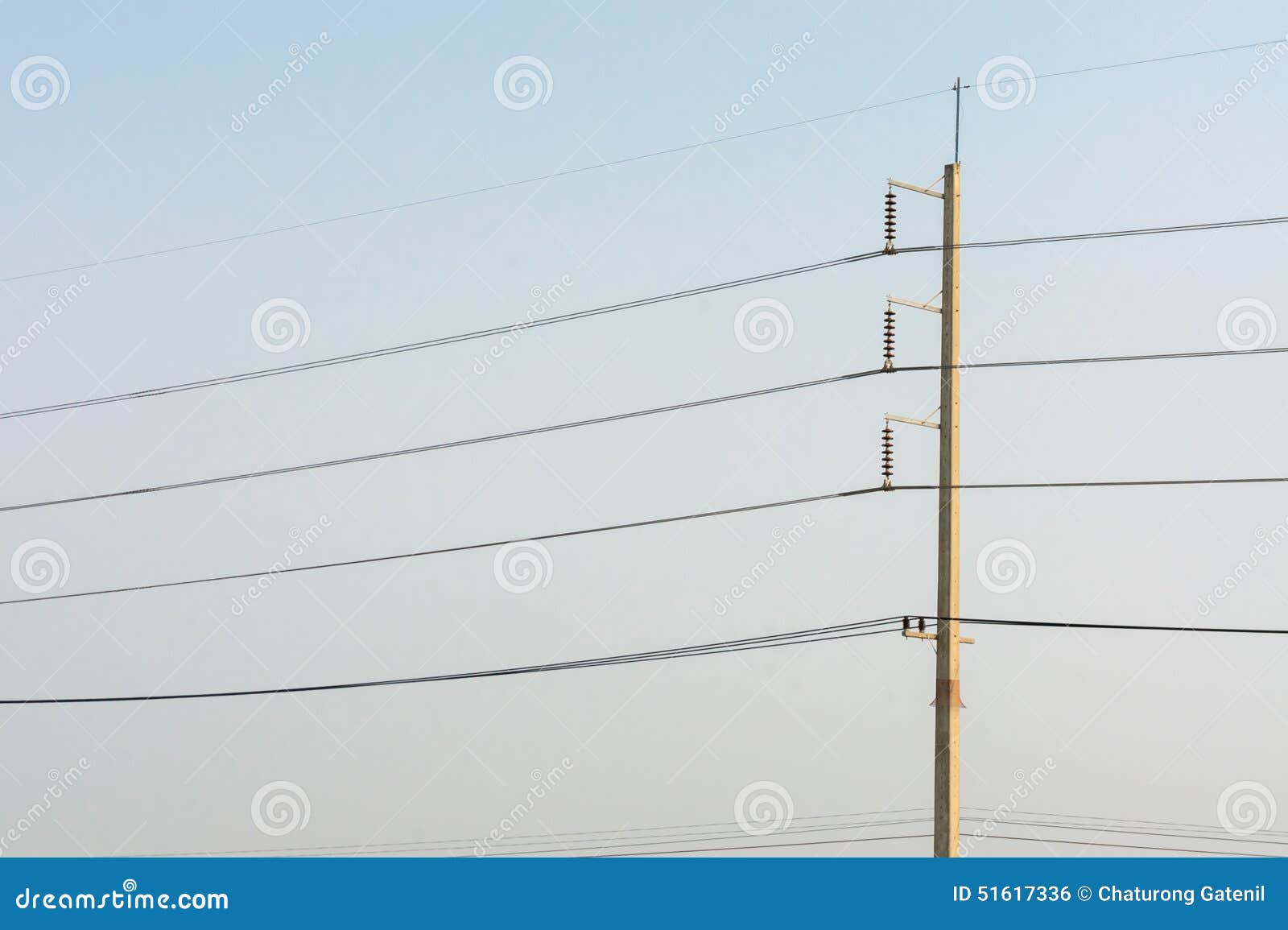 Electrical Concrete Post with Power-lines Stock Photo - Image of ...