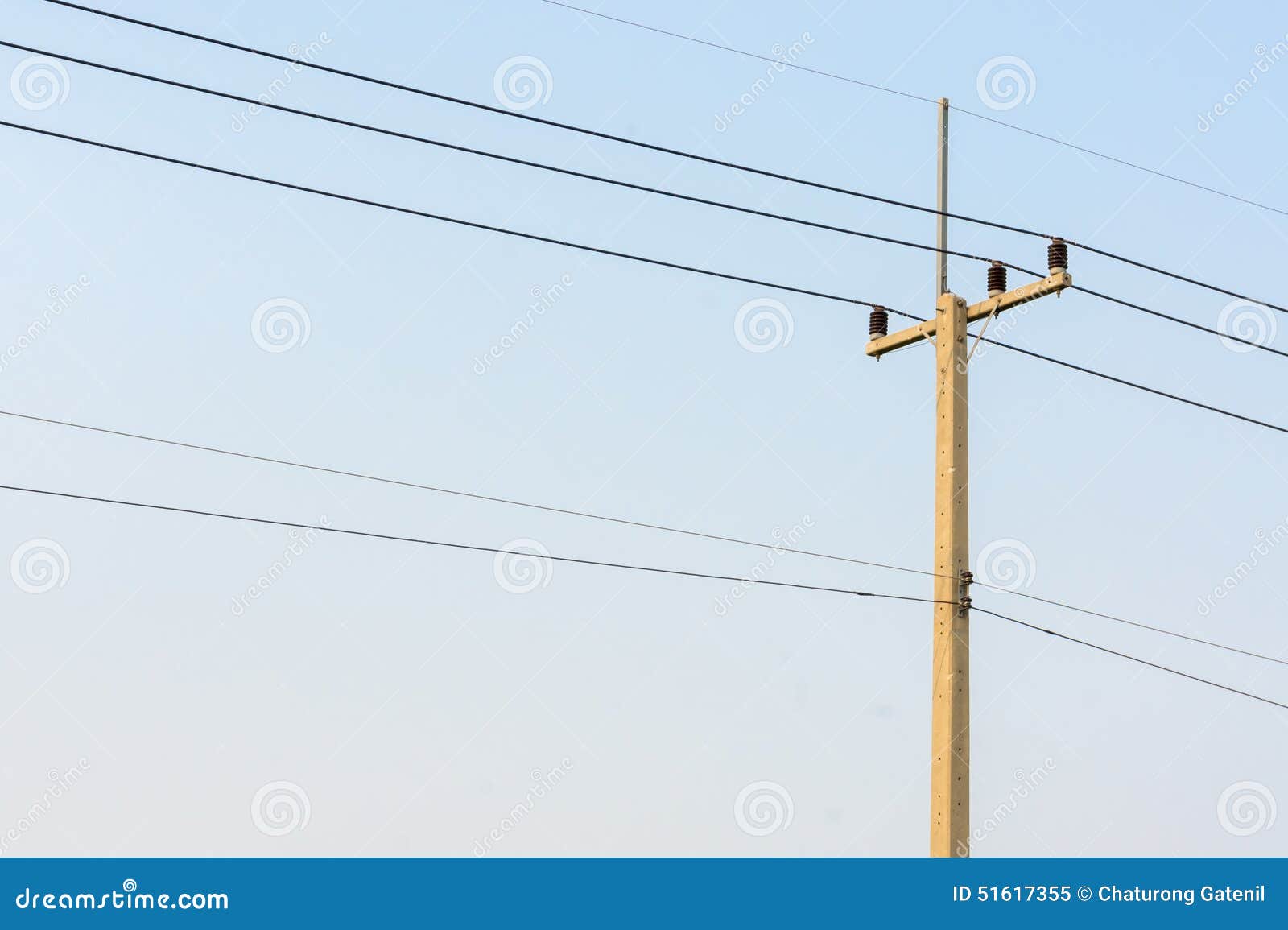 Electrical Concrete Post with Power-lines Stock Image - Image of ...