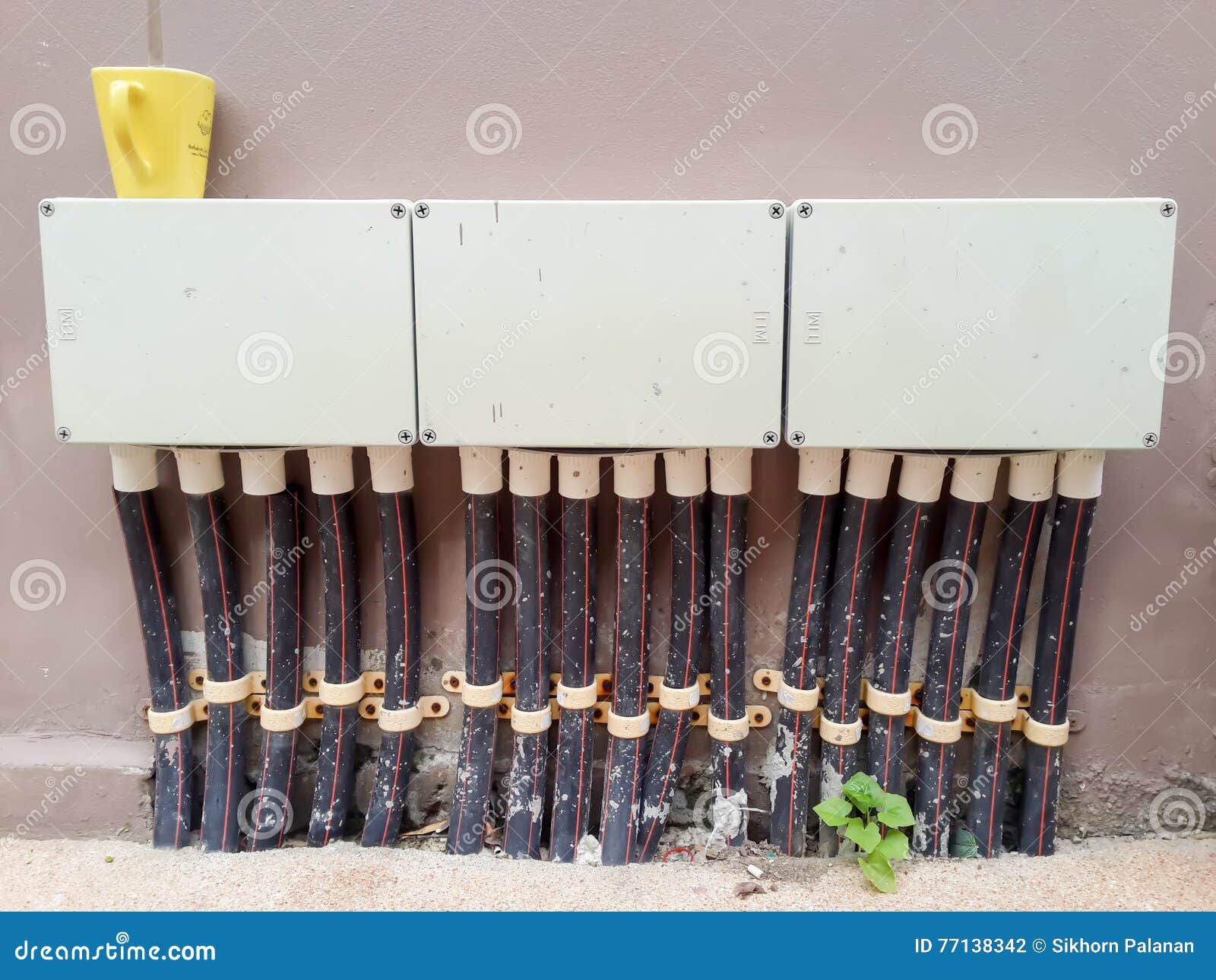 Electrical Conduit with Junction Boxes Stock Photo - Image of connect ...