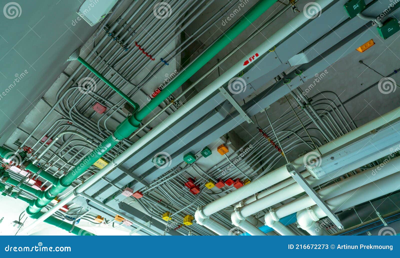 Electrical Conduit With Clamp Installation On Metal Sheet Roof Royalty ...