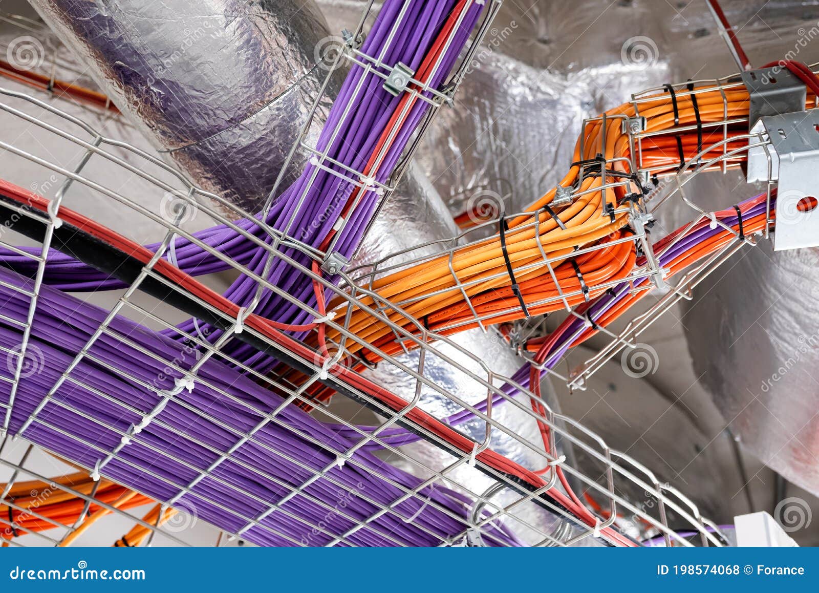 Electrical Conduits System and Metal Pipeline Installed on Building ...