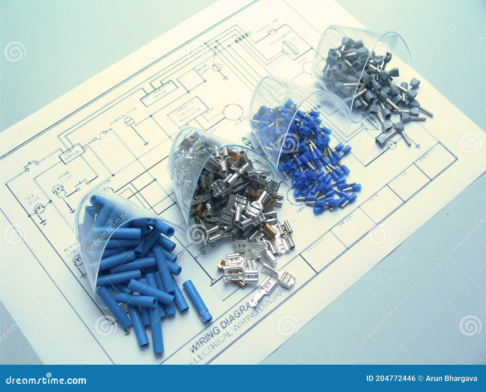 Electrical Connection Terminal Lugs Devises and Wiring Drawing Stock ...
