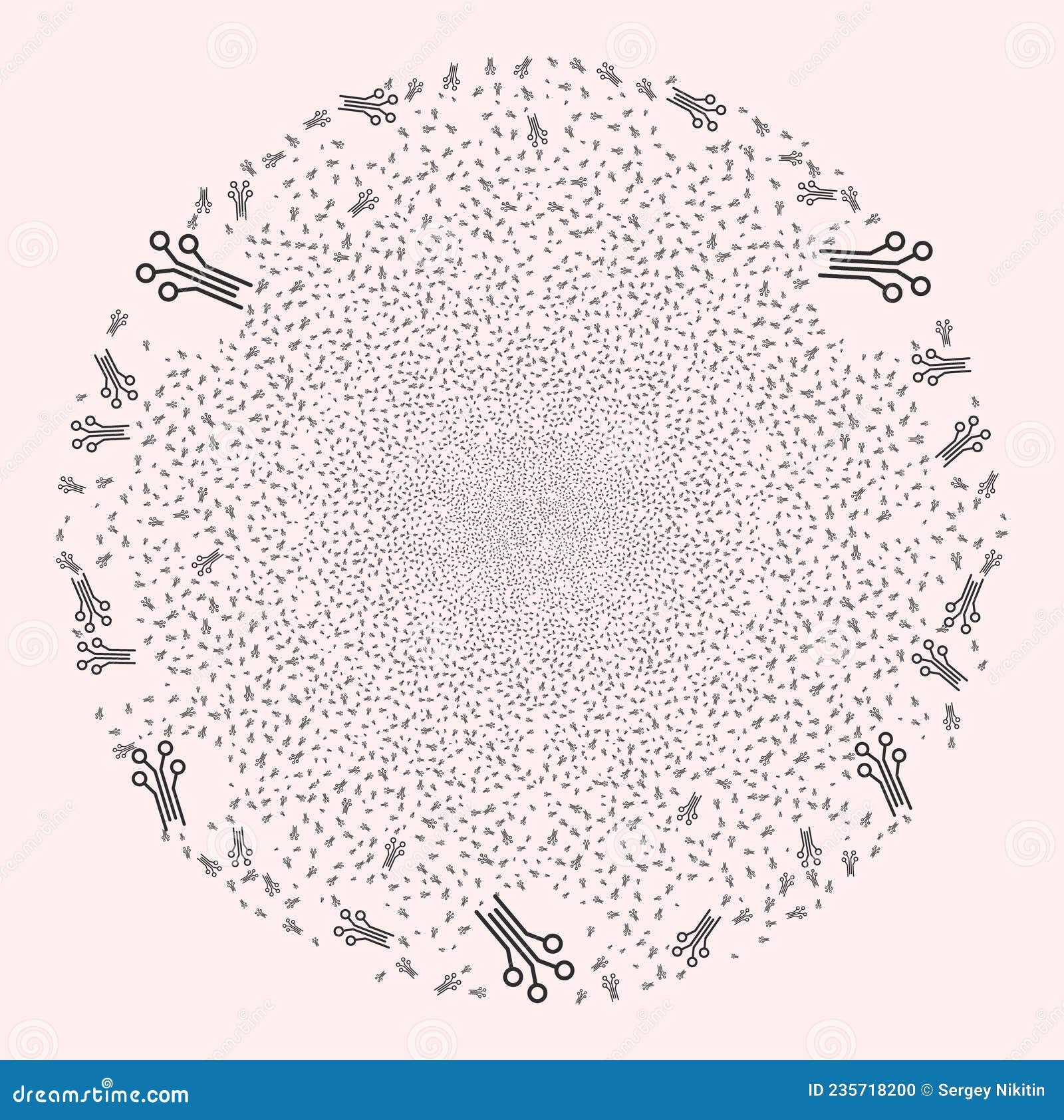 Exploding Round With Debris. Isolated Black Illustration ...