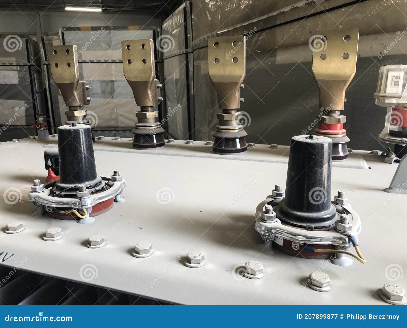 Electrical Contacts On The Transformer. Electric Transformer Unit ...