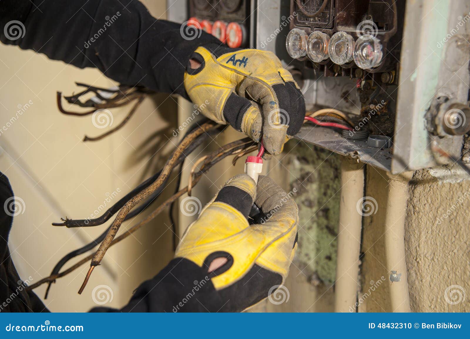 Electrical Contractor Fixing Panel Stock Photo - Image of connect ...
