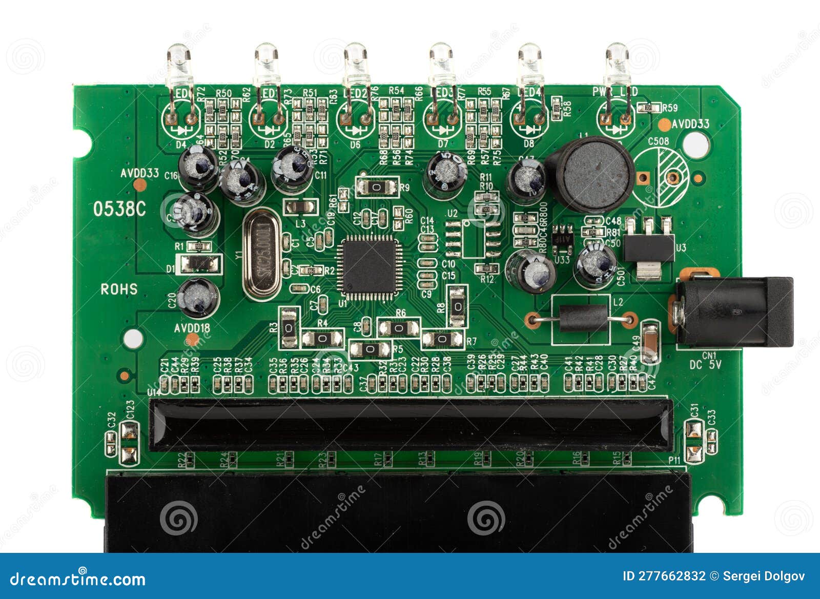 Electrical Control Board with Radio Components: Capacitors ...