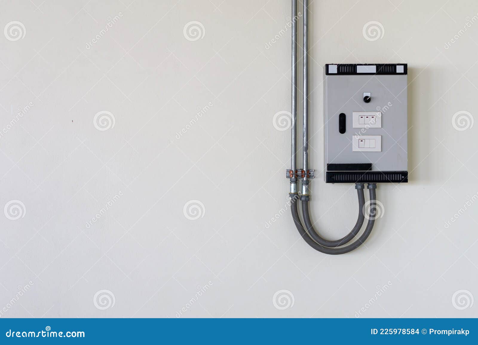 Electrical Control Box with Cable Tube on the Wall Stock Photo - Image ...