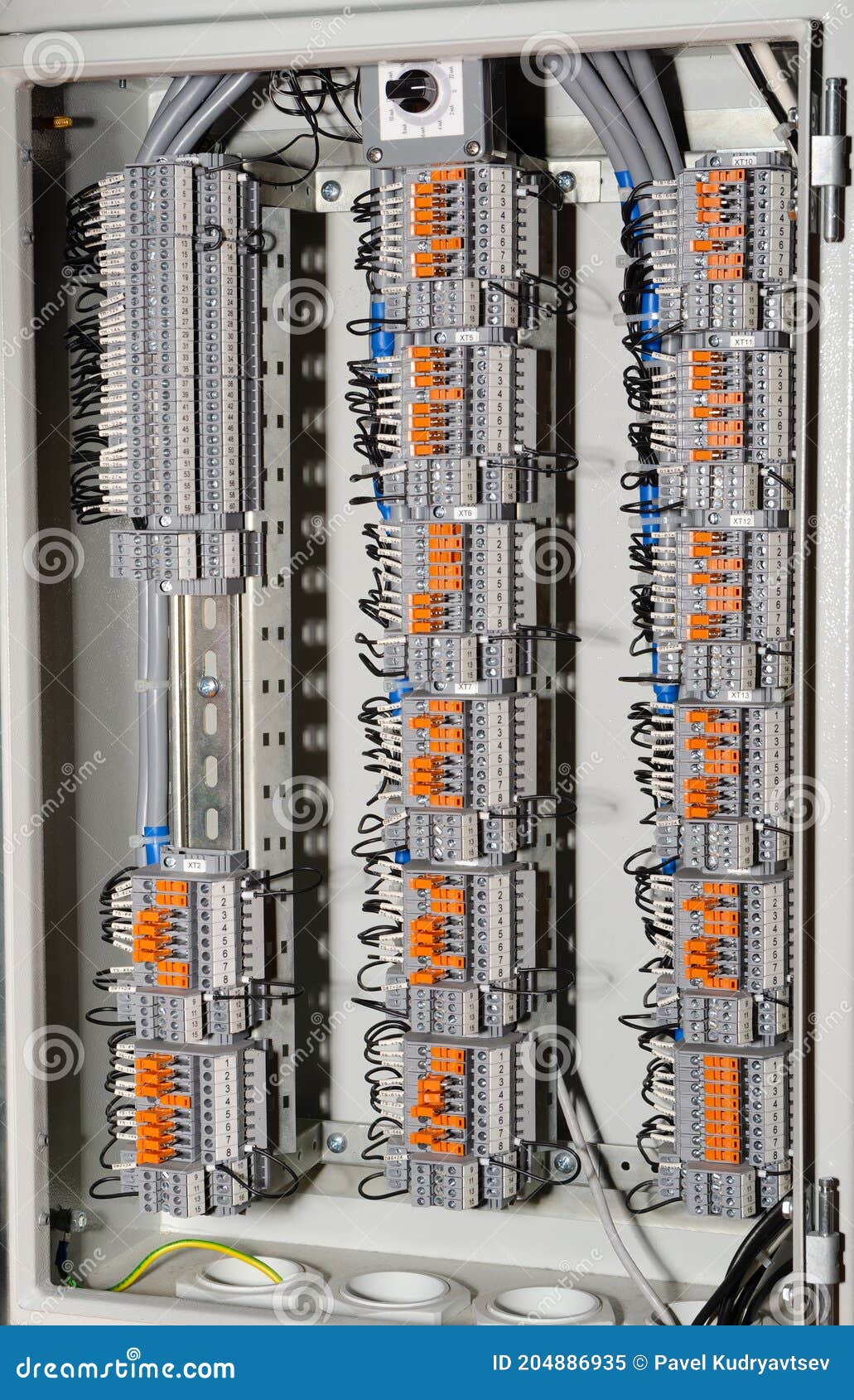 Electrical Control Box with Electrical Devices Closeup Stock Image ...
