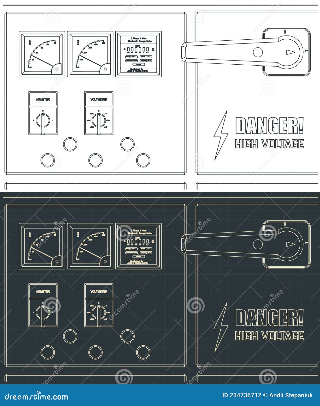 Electrical Control Panel Board Drawings Stock Vector - Illustration of ...