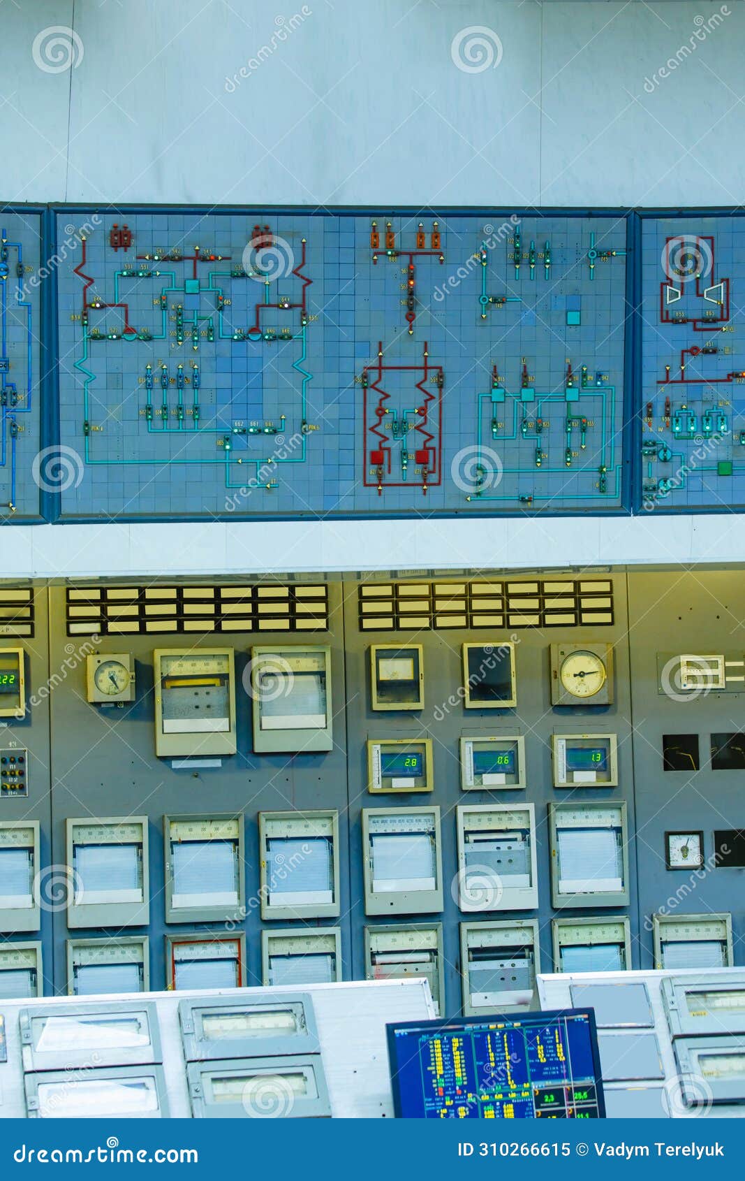 Electrical Control Panel with Buttons and Levers. Nuclear Power Stock ...
