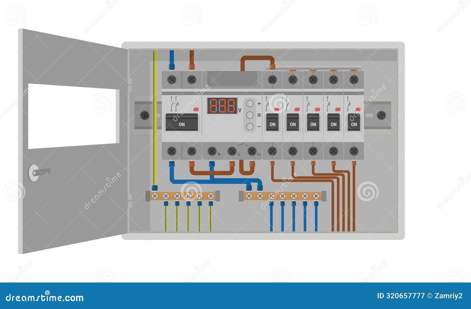 Electrical Control Panel with Circuit Breakers, Voltage Monitoring ...