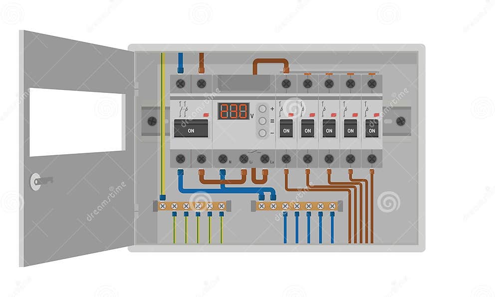 Electrical Control Panel with Circuit Breakers, Voltage Monitoring ...
