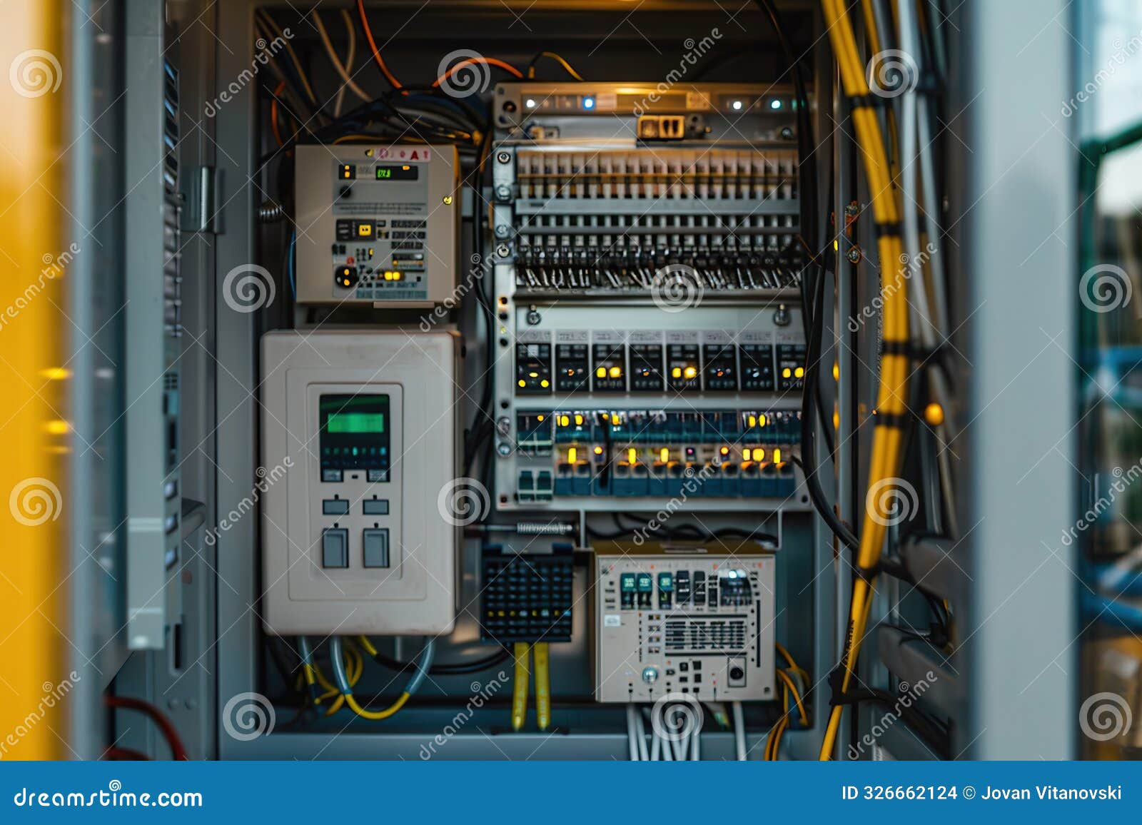 Electrical Control Panel with Circuit Breakers and Wiring in Cabinet ...