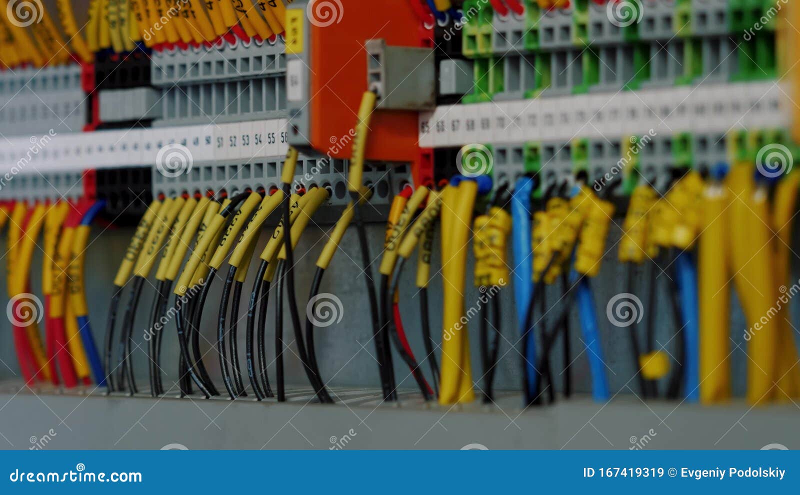 Electrical Control Panel with Multiple Switches and Wires Cable ...