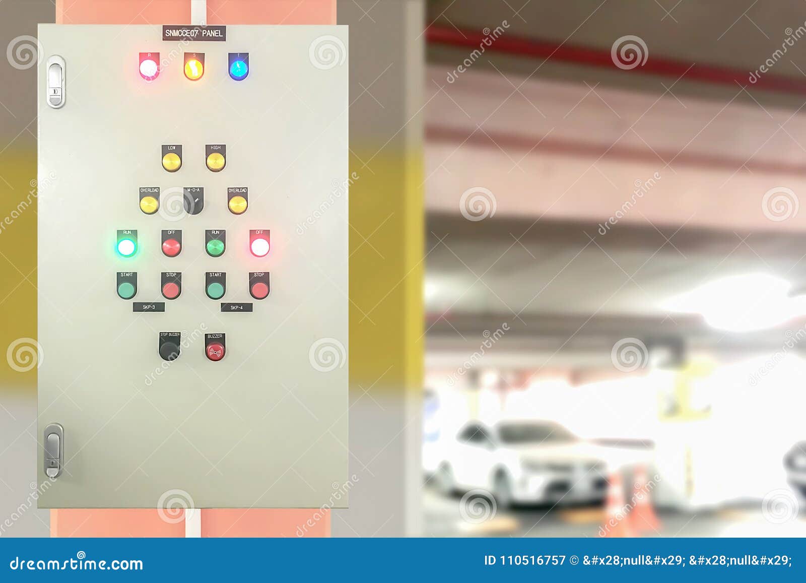 Electrical Control Panel for Safety on Parking Garage Zone. Stock Image ...