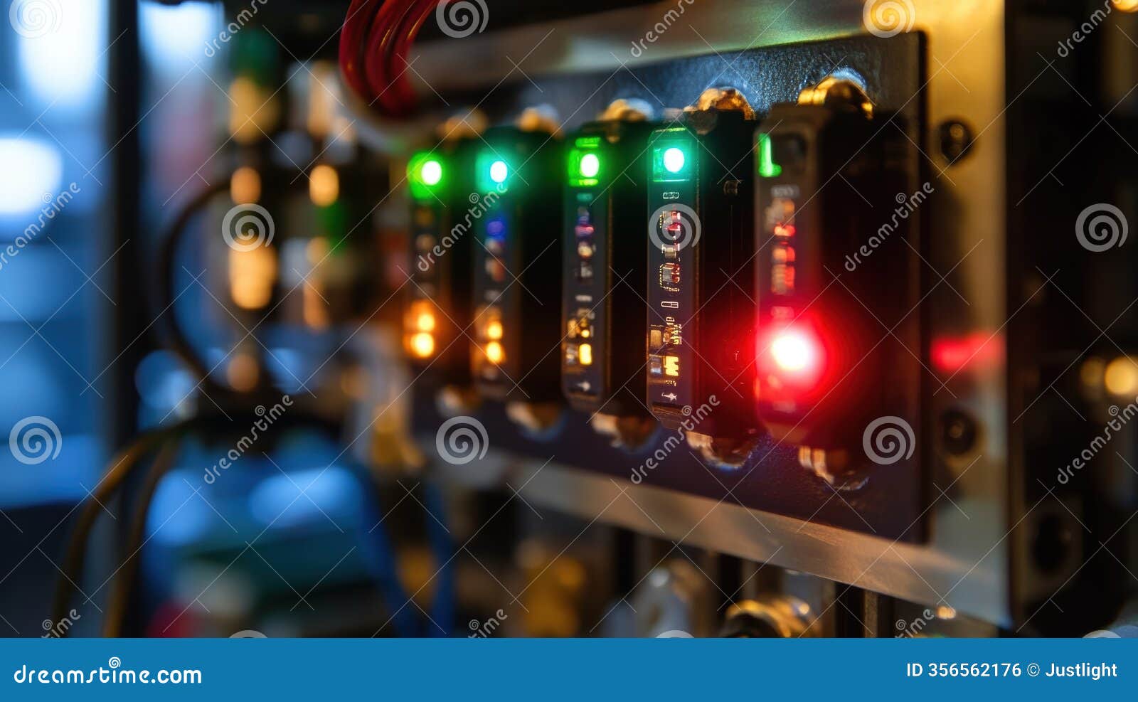 Electrical Control Panel Showing Multiple Lights and Switches Operating ...