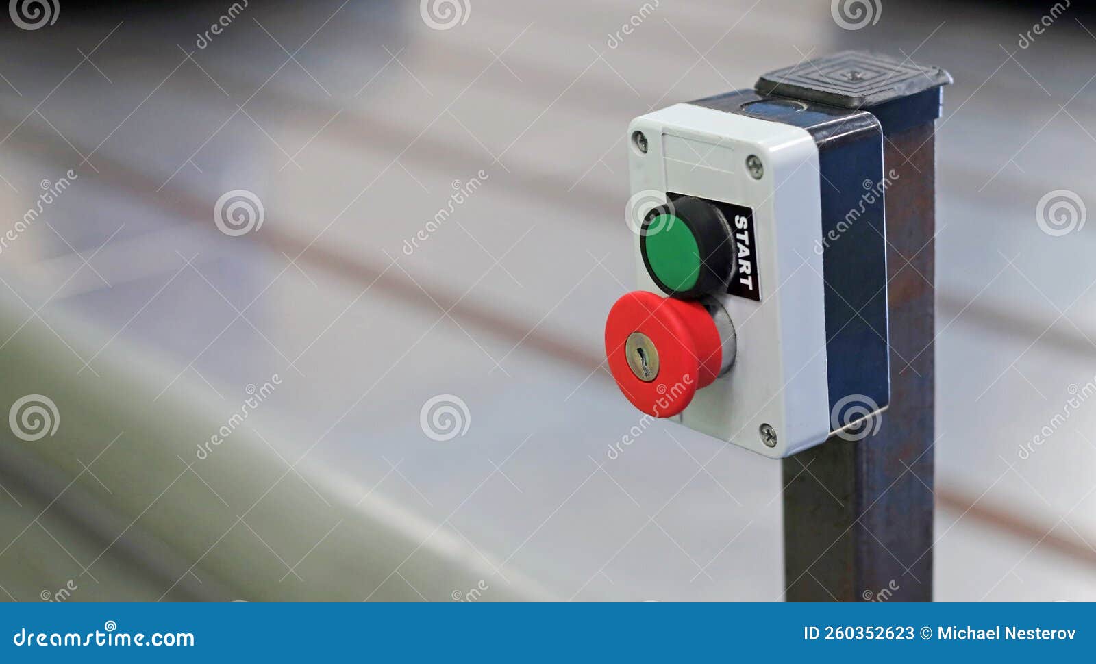 Electrical Control Panel with Start Button and Lock Stock Image - Image ...