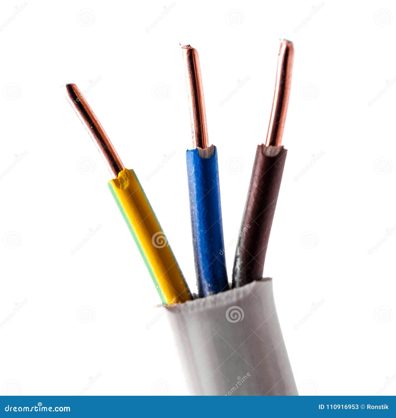 Electrical Copper Cable Isolated on White Stock Image - Image of ...