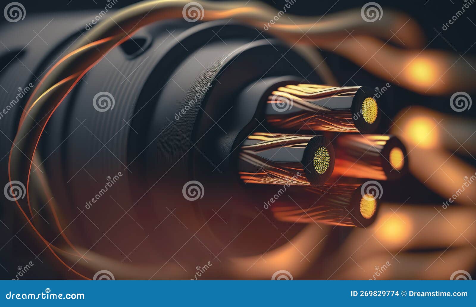 Electrical Shielded Cable with Many Wires, Generative Al. Stock Photo ...