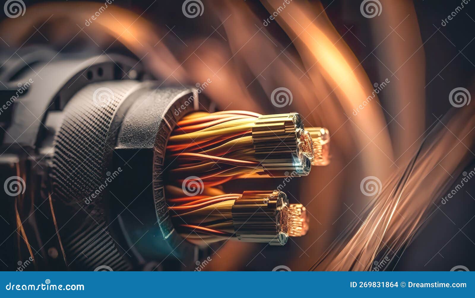 Electrical Shielded Cable with Many Wires, Generative Al. Stock Photo ...