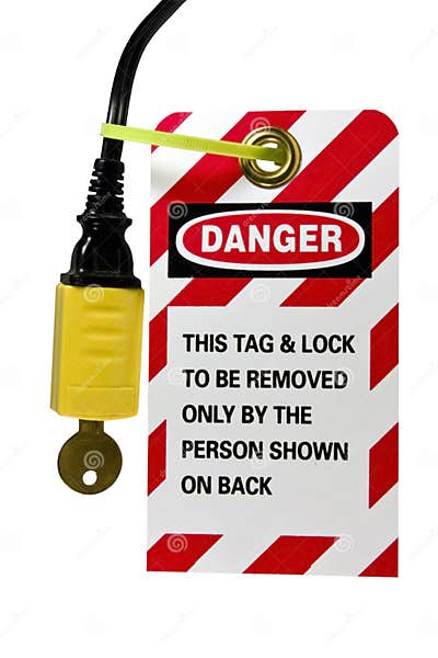 Electrical Cord Lock Out Tag Stock Photo - Image of cord, electrical ...