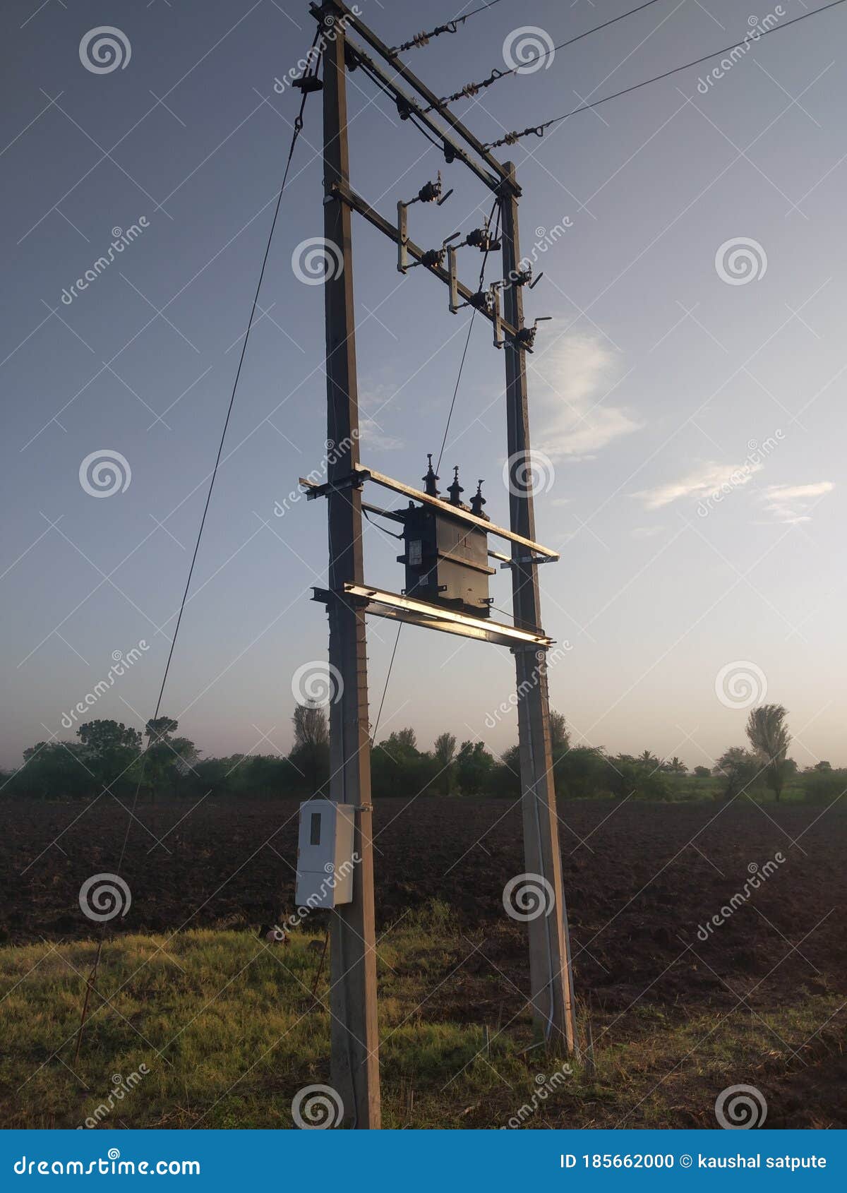 Electrical Department House with Wires and Poles Stock Photo - Image of ...
