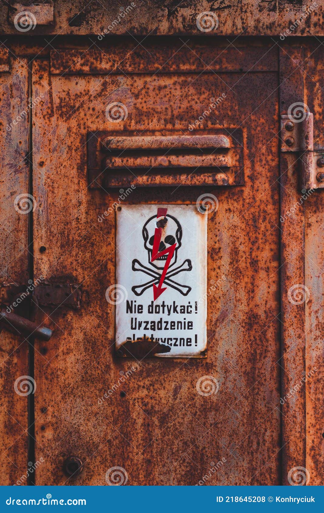 Electrical Device Warning Sign on Rusty Locker Stock Photo - Image of ...
