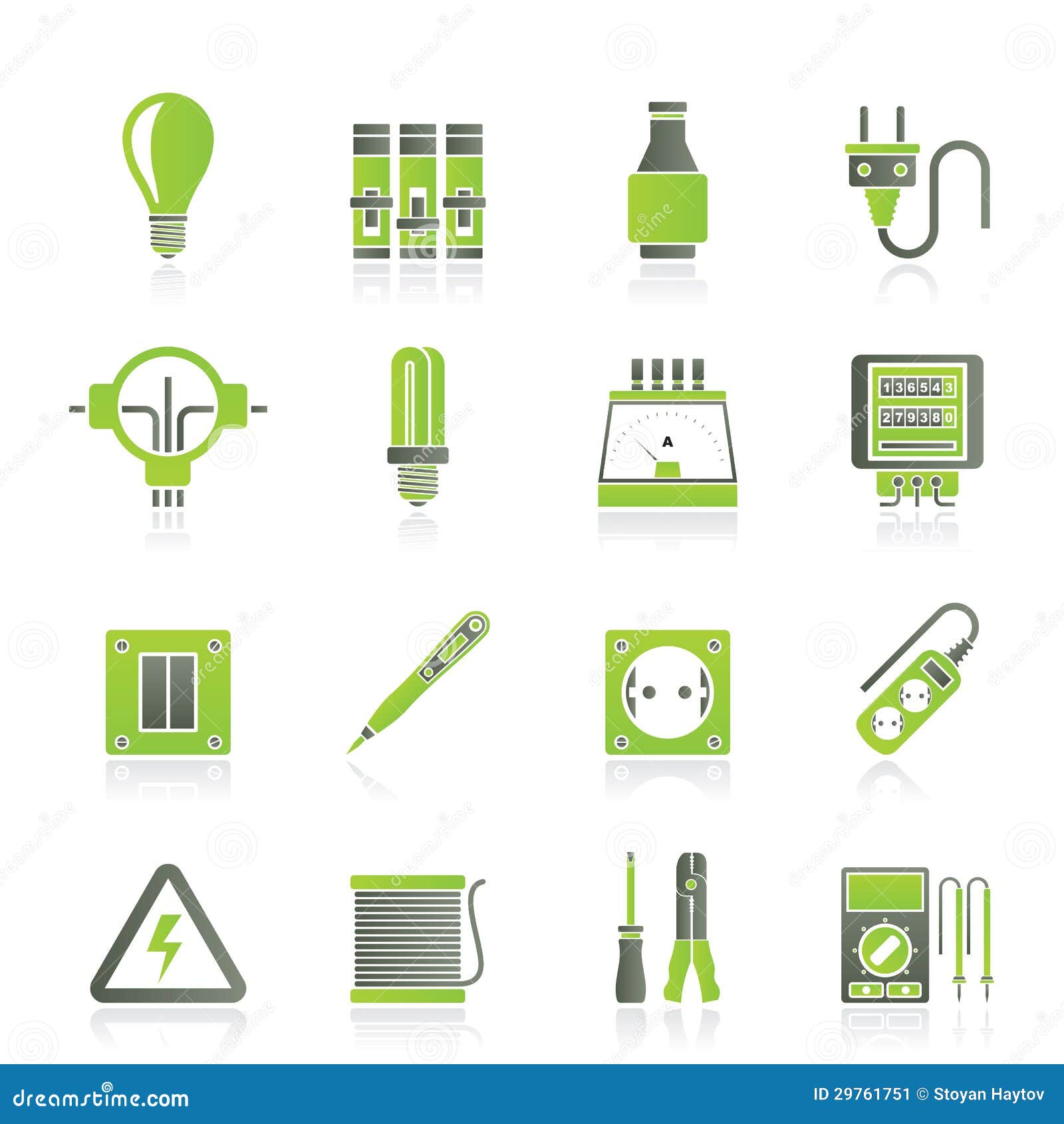 Electrical Devices and Equipment Icons Stock Vector - Illustration of ...