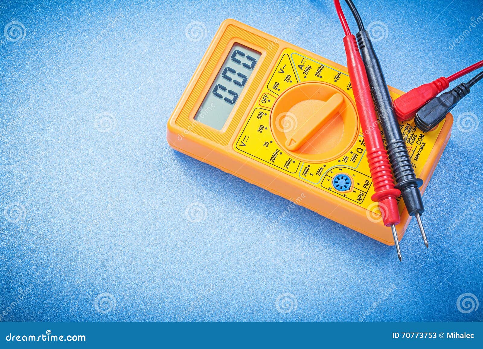 Electrical Digital Multimeter on Blue Background Directly Above Stock ...