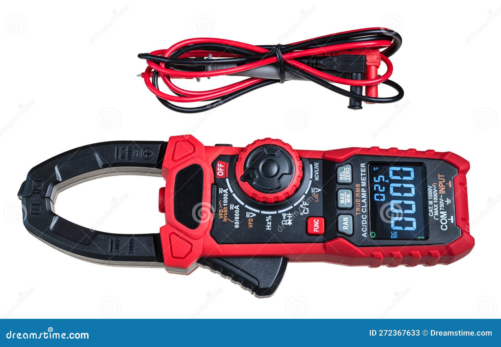 Electrical Digital Multimeter and Test Leads Isolated on White ...