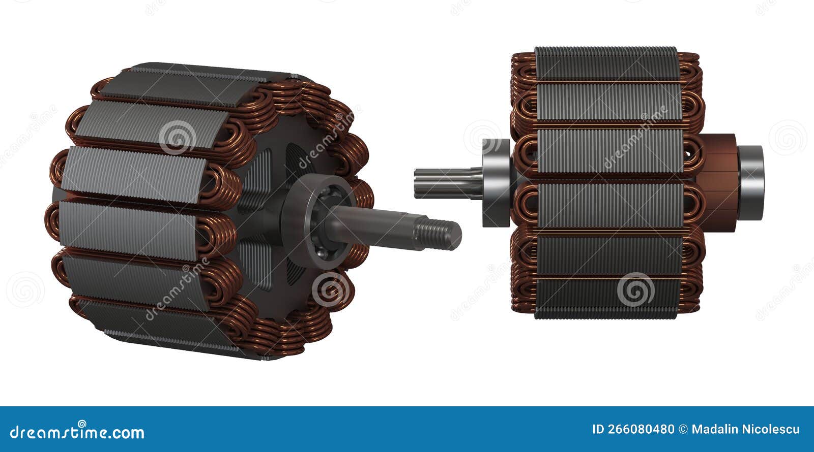 Electrical Direct Current Motor Rotor Isolated on White Background 3D ...