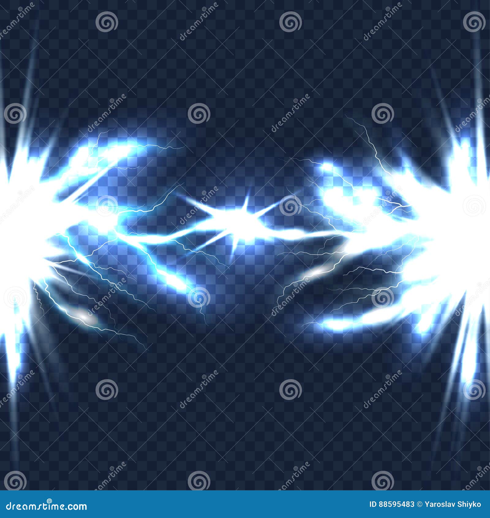 Electrical Discharge with Lightning Beam Isolated on Checkered ...