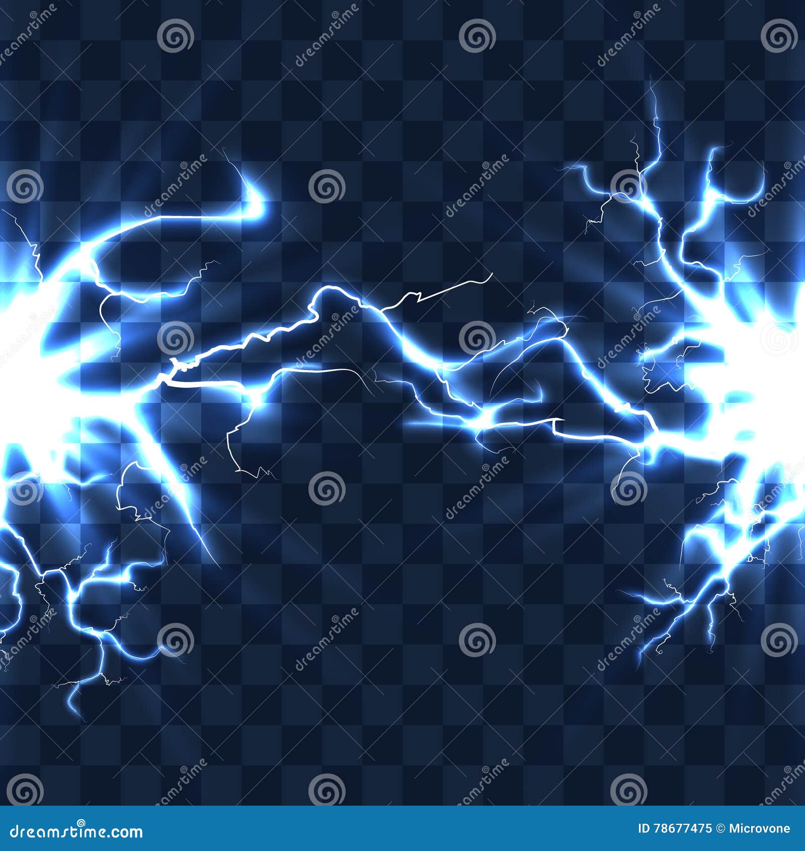 Electrical Discharge With Lightning Beam Isolated On Checkered ...