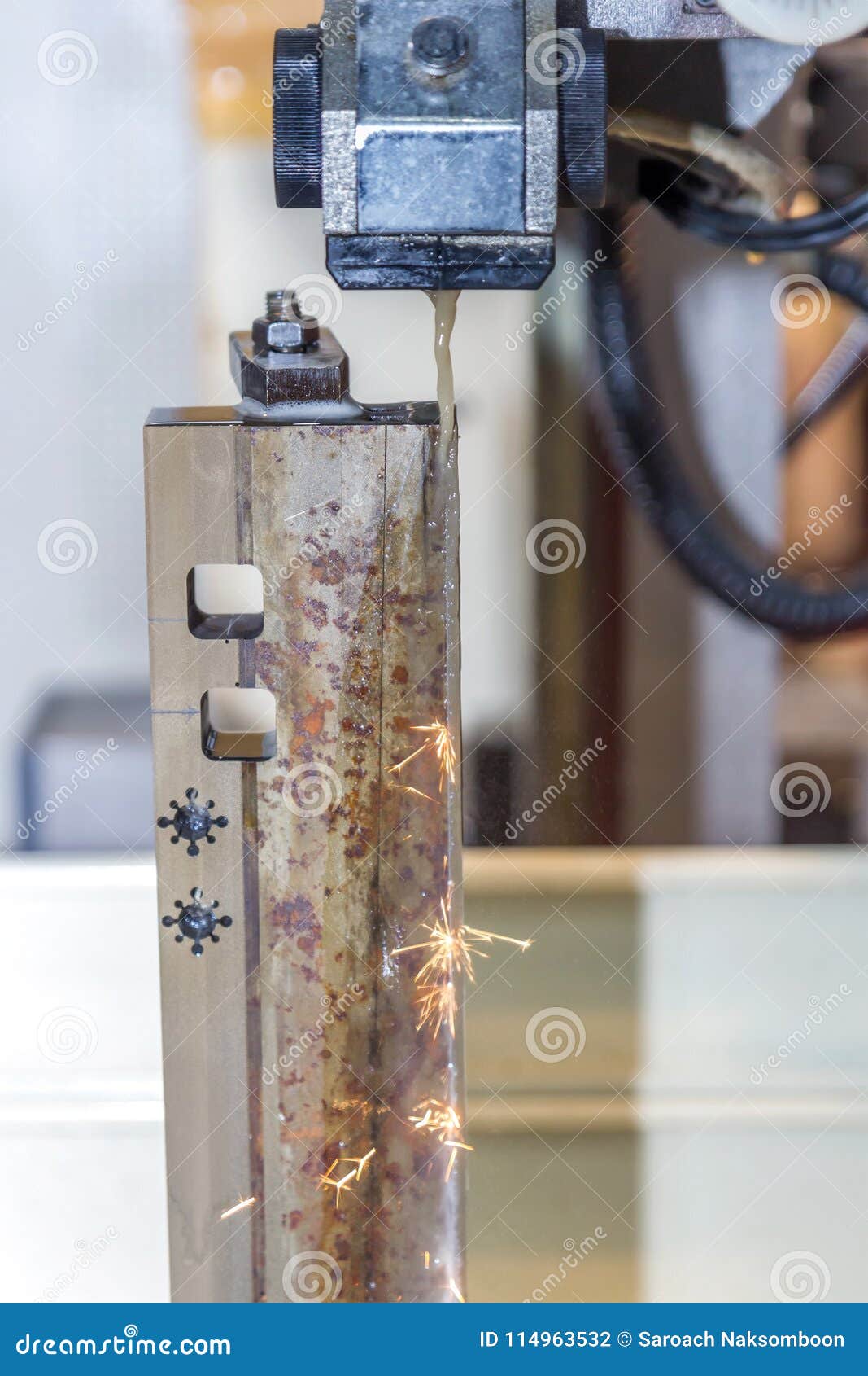 Electrical Discharge Machine Spark Eroding with Water Stock Photo ...